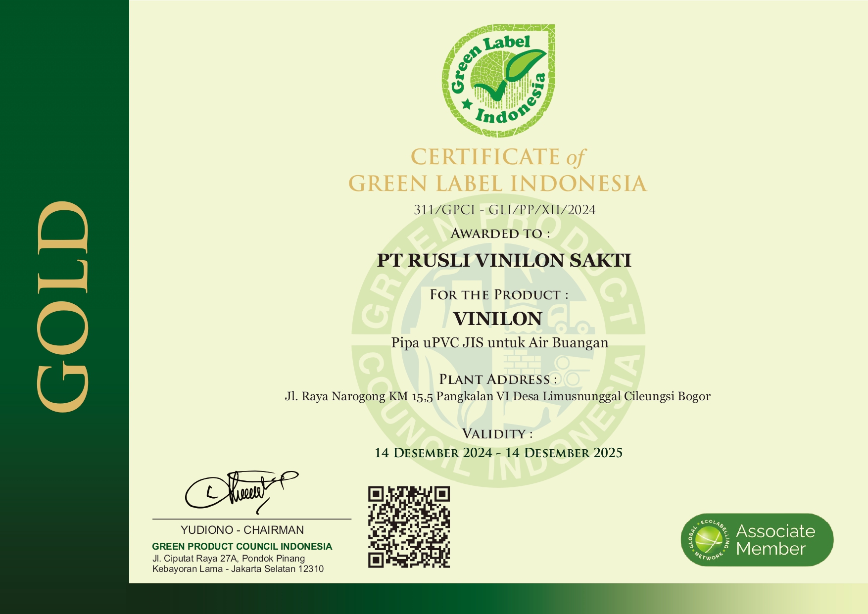 Pipa & Sambungan uPVC JIS Vinilon Kantongi Predikat “Gold” Green Label ...